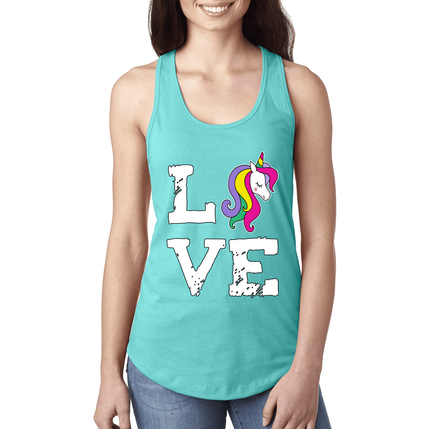 Love Unicorn Cute Rainbow Lgbt Pride Ladies Racerback Tank Top