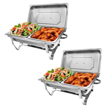 WARMOUNTS Chafing Dish Buffet Set, 5QT 4 Pack Gold Accent Stainless ...