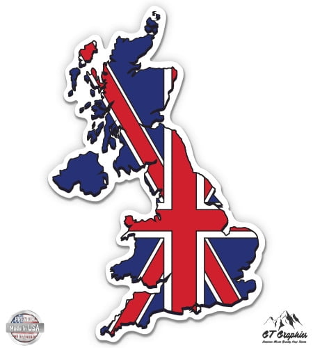 UK Great Britain Flag Country Shape - 12" Vinyl Sticker Waterproof ...