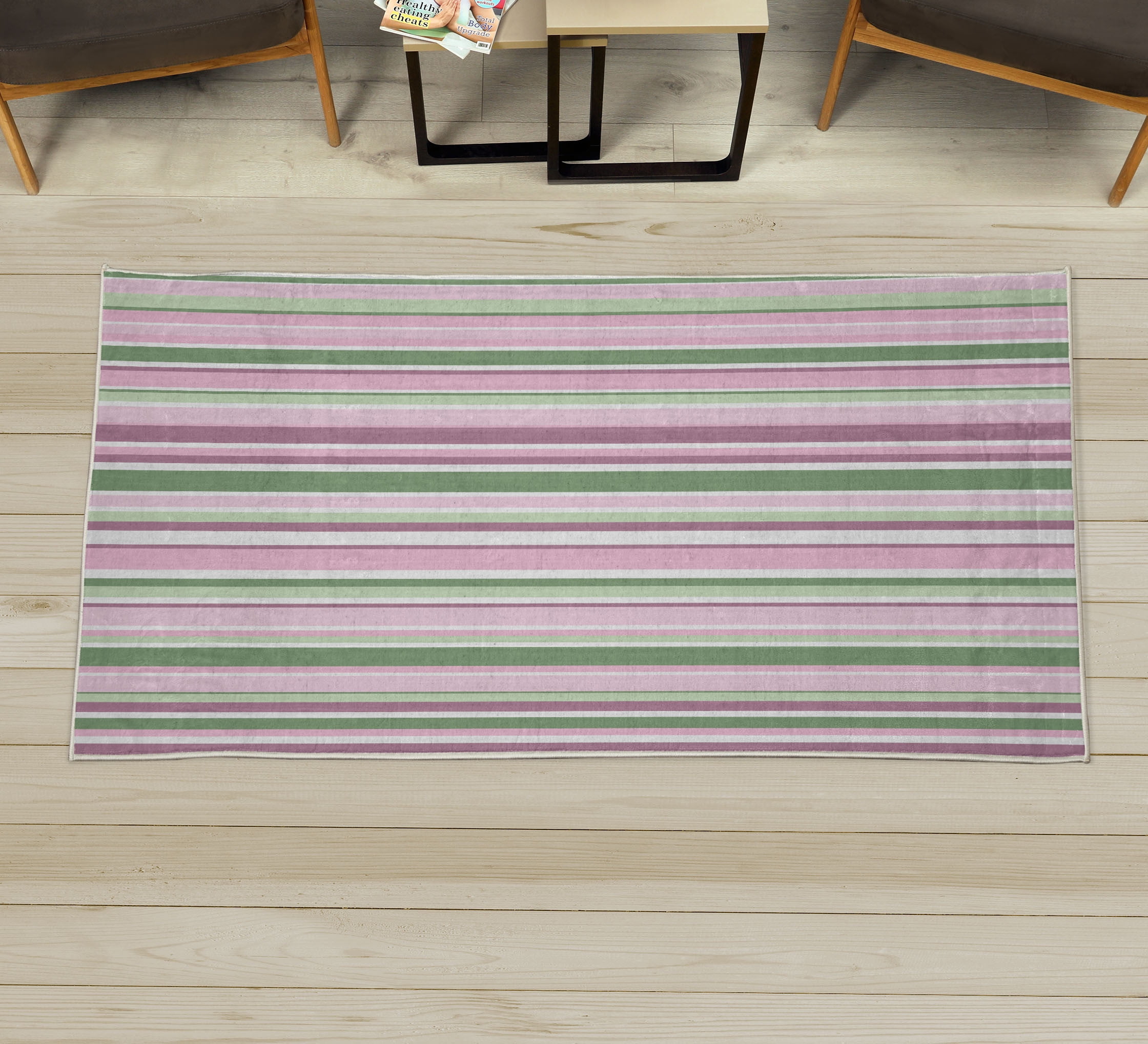 Pastel Decorative Rug, Vertically Striped Pattern Different Color ...
