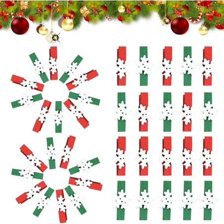 SHENMO Christmas Wooden Clips, 60 Pieces Wooden Clothespins, Wooden ...