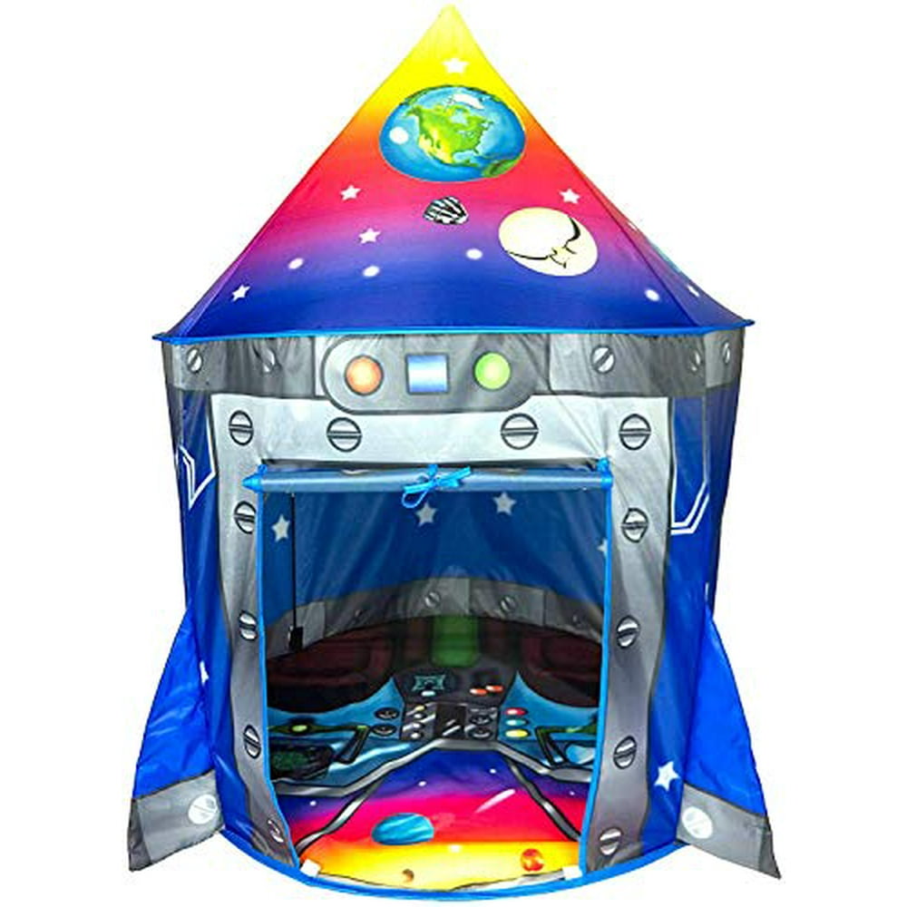 GigaPlay Rocket Ship Play Tent Kids Foldable Playhouse for Indoor and ...