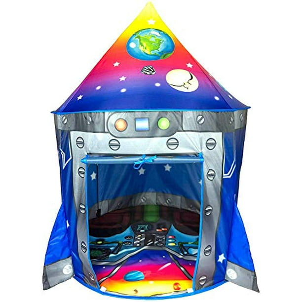GigaPlay Rocket Ship Play Tent Kids Foldable Playhouse for Indoor and ...