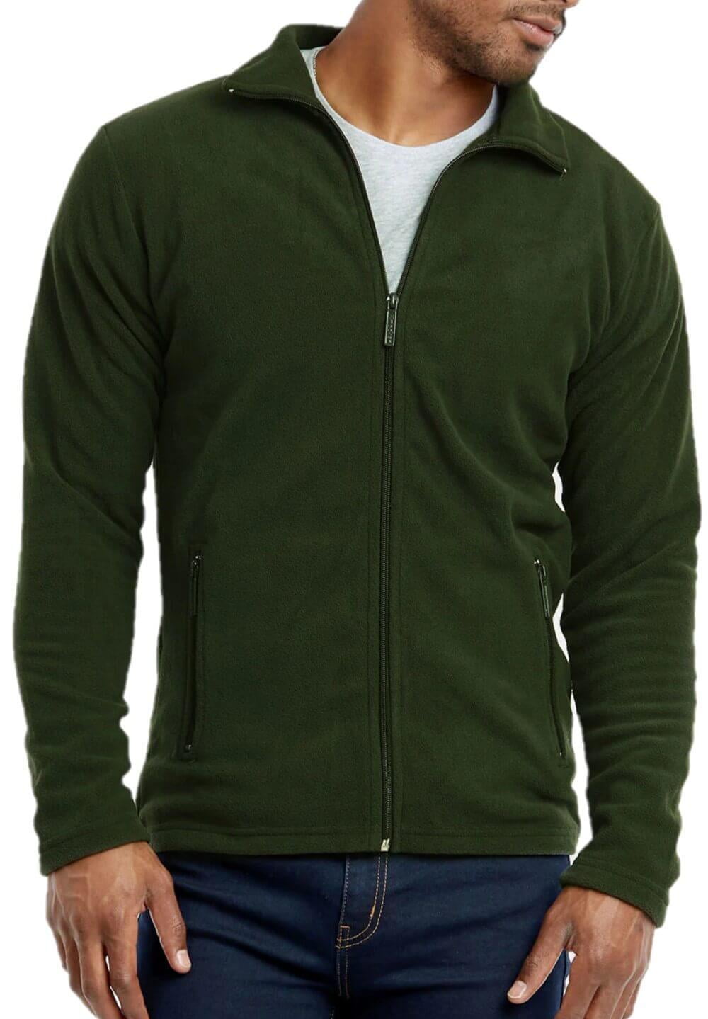 Men's Full-Zip Polar Fleece Jacket, Dark Green L, 1 Count, 1 Pack ...