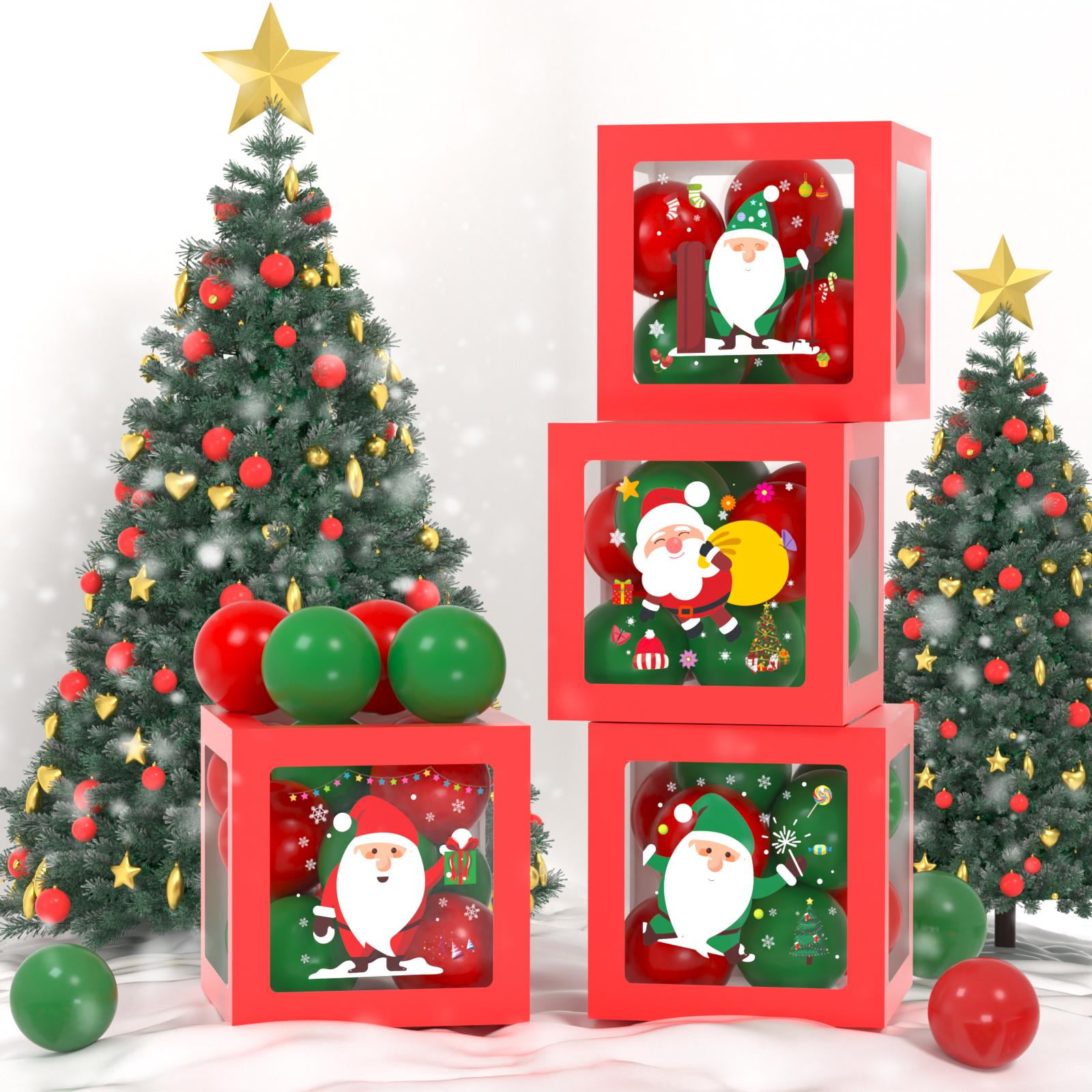 Janinus Christmas Balloon Boxes Decoration 4PCS with 50PCS 5'' Red and ...