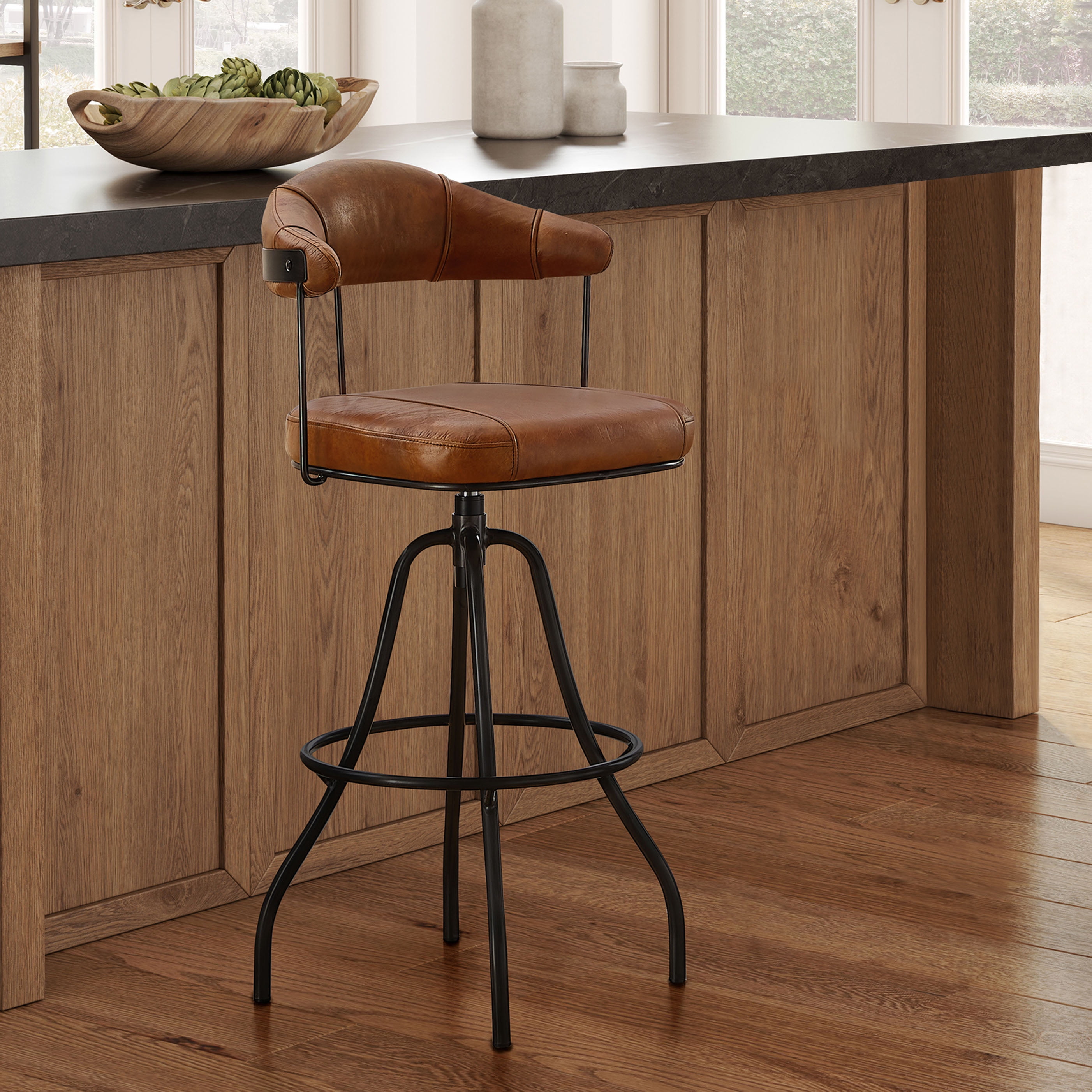 Art Leon Mid-Century Bar Stools, Upholstered Counter Height Stools ...