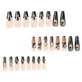 Long Clear Acrylic Nails Coffin Designed Acrylics Tips Wear Nails Black