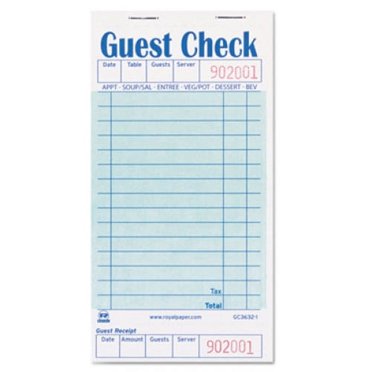 [250 Sheets] 3 Part Carbonless Guest Check Pads - Tan and White ...