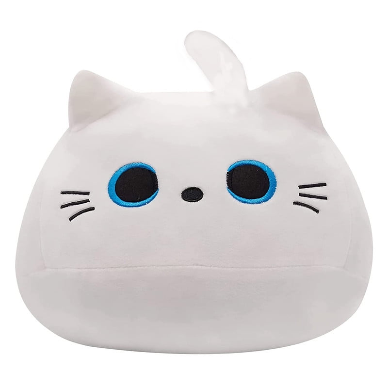 Cre-Heaven White Cat Plush Toy 16'' Cat Pillow, Soft Plush Doll White ...