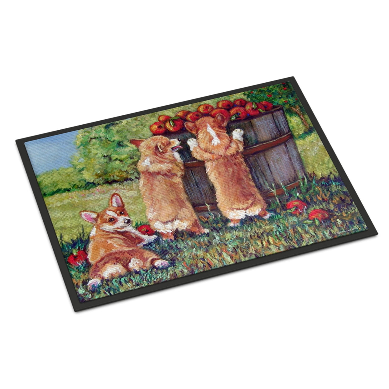 Carolines Treasures 7351MAT Apple Helper Corgis Indoor or Outdoor Mat ... Carolines Treasures 7351MAT Apple Helper Corgis Indoor or Outdoor Mat ...
