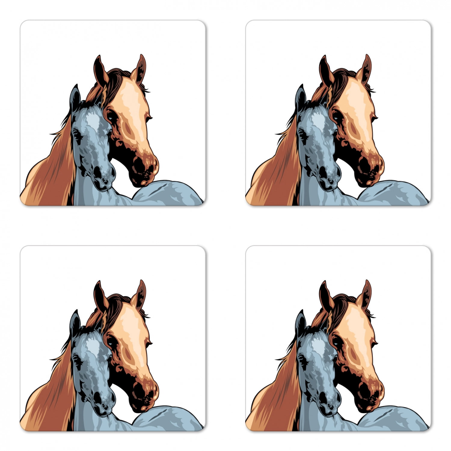 Country Coaster Set of 4, Farm Life Warehouse Country Horses ...