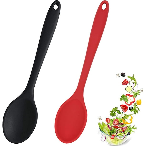 Pack of 2 silicone cooking spoons, non-stick cooking spoons, plastic ...