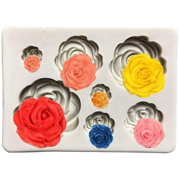 3D Rose Flower Silicone Fondant Cake Mold,Roses Silicone Molds for ...