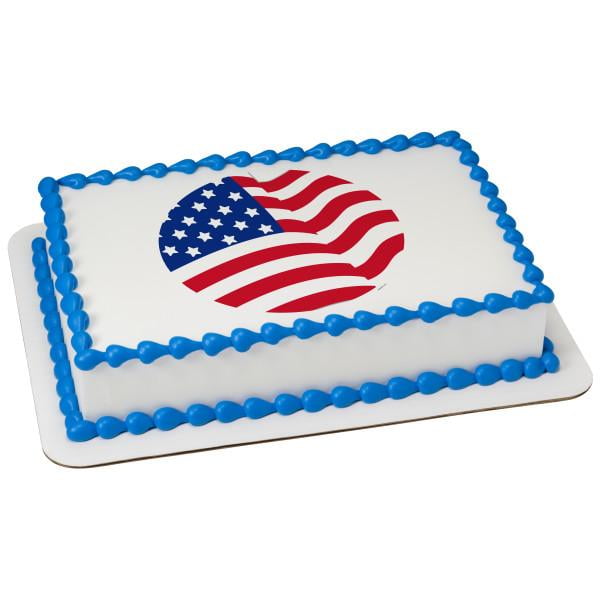 American Flag Round Edible Cake Topper Image - Walmart.com