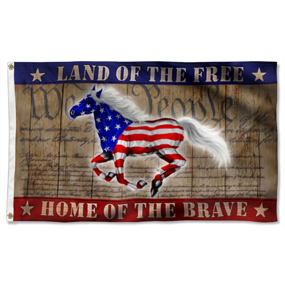 Cayyon Horse Grommet Flag Land of the Free Home of the Brave American ...