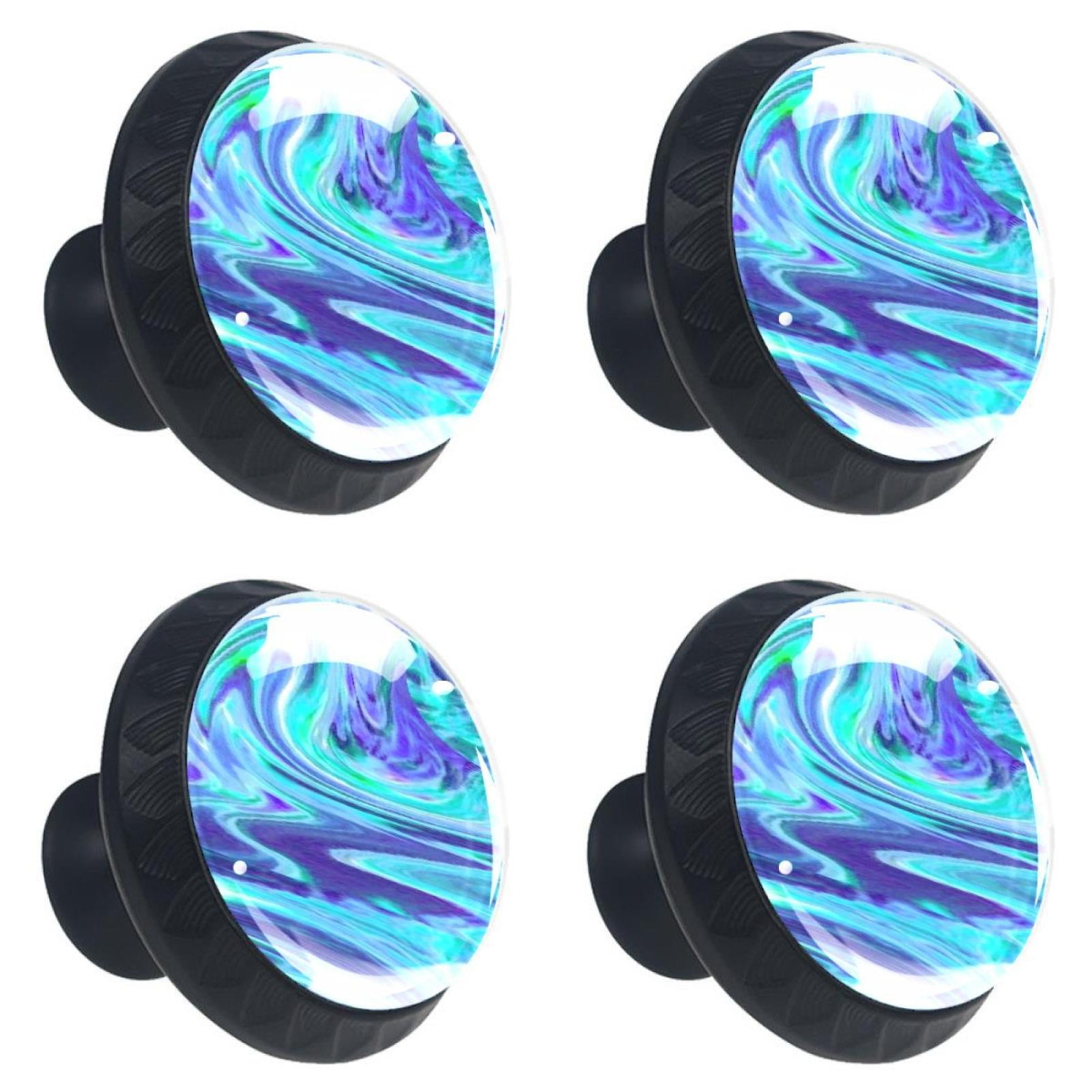 Ownta Gilt Cool Laser Black Round Glass Drawer Handles Knobs Pulls With ...