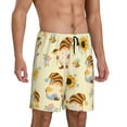 Adobk Watercolor Bee Honey Honeycomb Bee Print Pajama Shorts for Men ...