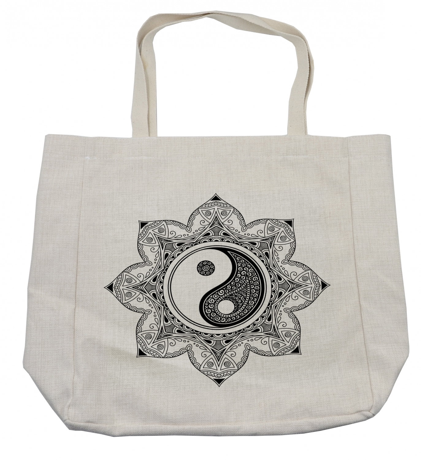 Ying Yang Shopping Bag, Yin Yang Characters for Movement and Harmony Macro Cosmos Mandala ...