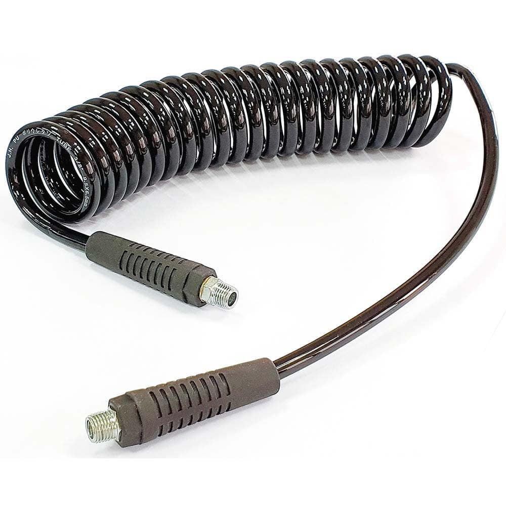 PRO-SOURCE Coiled Self Storing Air Hose: 1/4" ID, 10' Long, MNPT ...