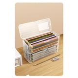 Extra Large Capacity Plastic Pencil Box,Stackable Translucent Clear ...