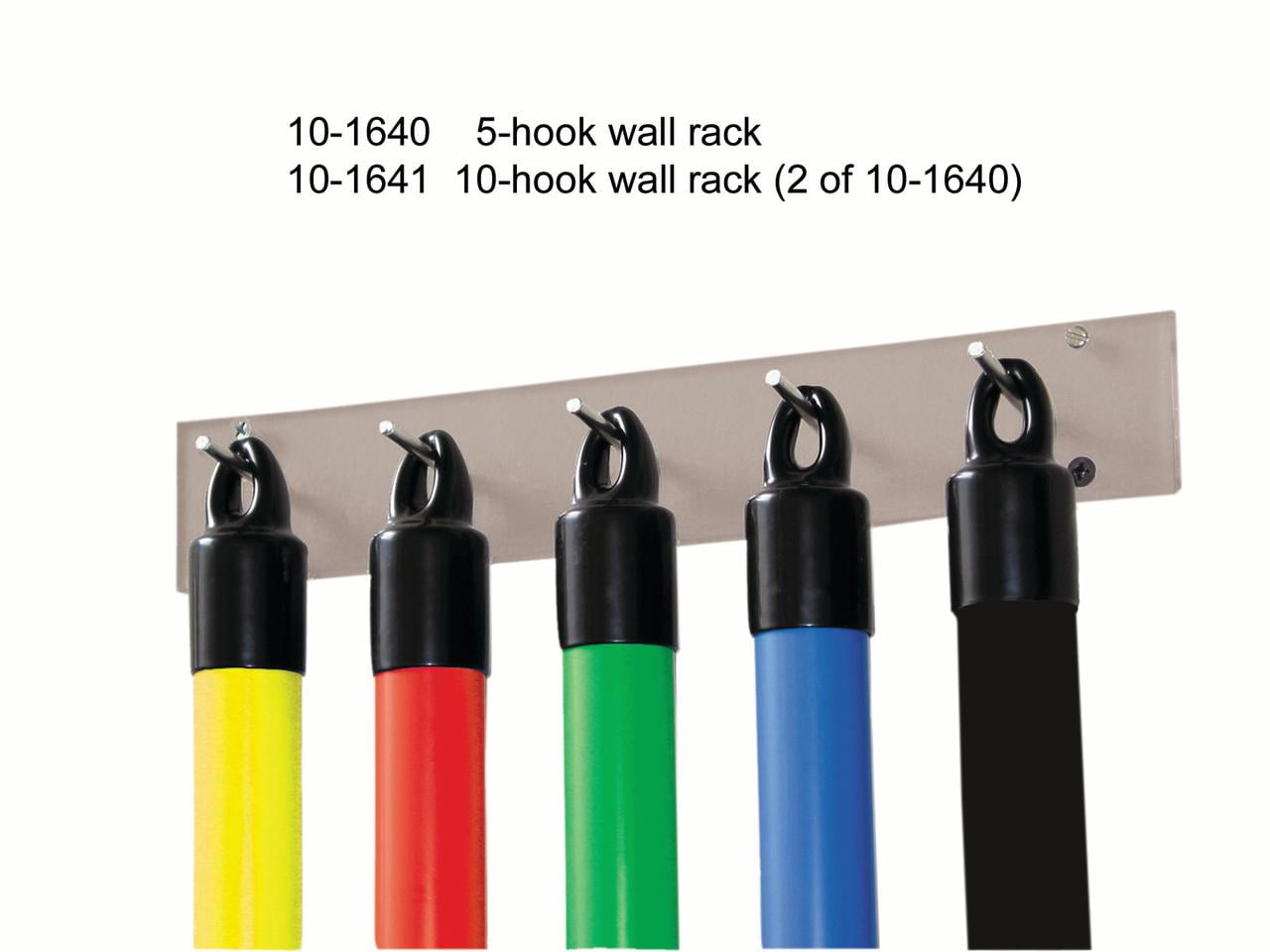 Wall rack for exercise weight bars, 10 hook for CanDo WaTE bars ...