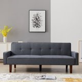 KINWELL 75-inch Modern Square Arm Futon Sleeper Sofa Grey - Walmart.com
