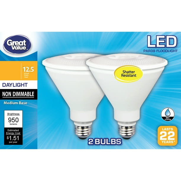 Great Value LED Light Bulb, 12.5 Watts (90W Equivalent) PAR38 ...