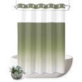 No Hook Shower Curtain with Built-In Rings, Sage Green Washable ...
