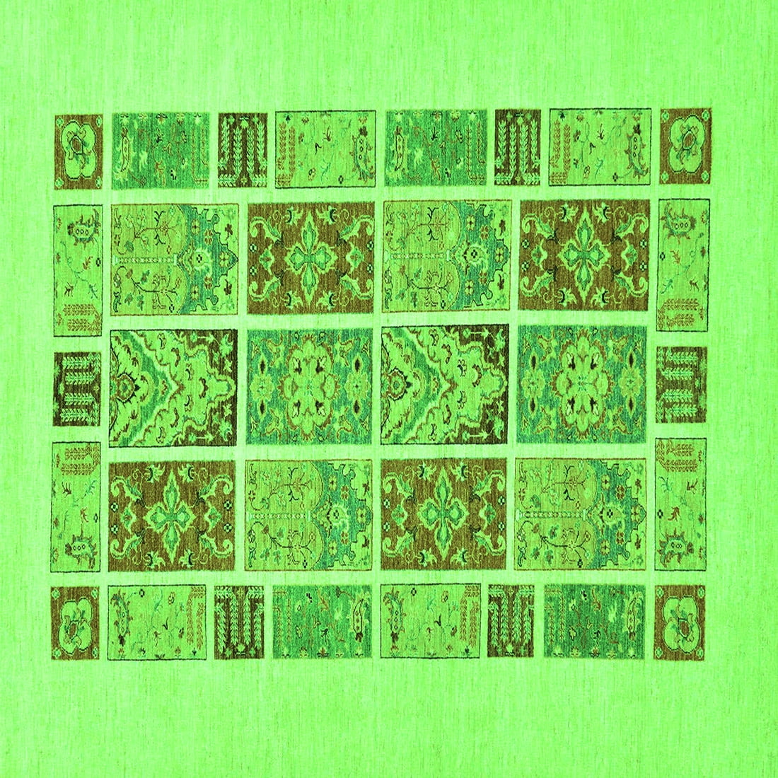 Ahgly Company Indoor Square Abstract Green Modern Area Rugs, 6' Square ...