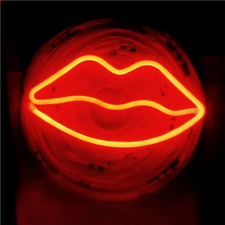 Lip Neon Light LED Lips Light Neon Wall neon wall Light Battery or USB ...