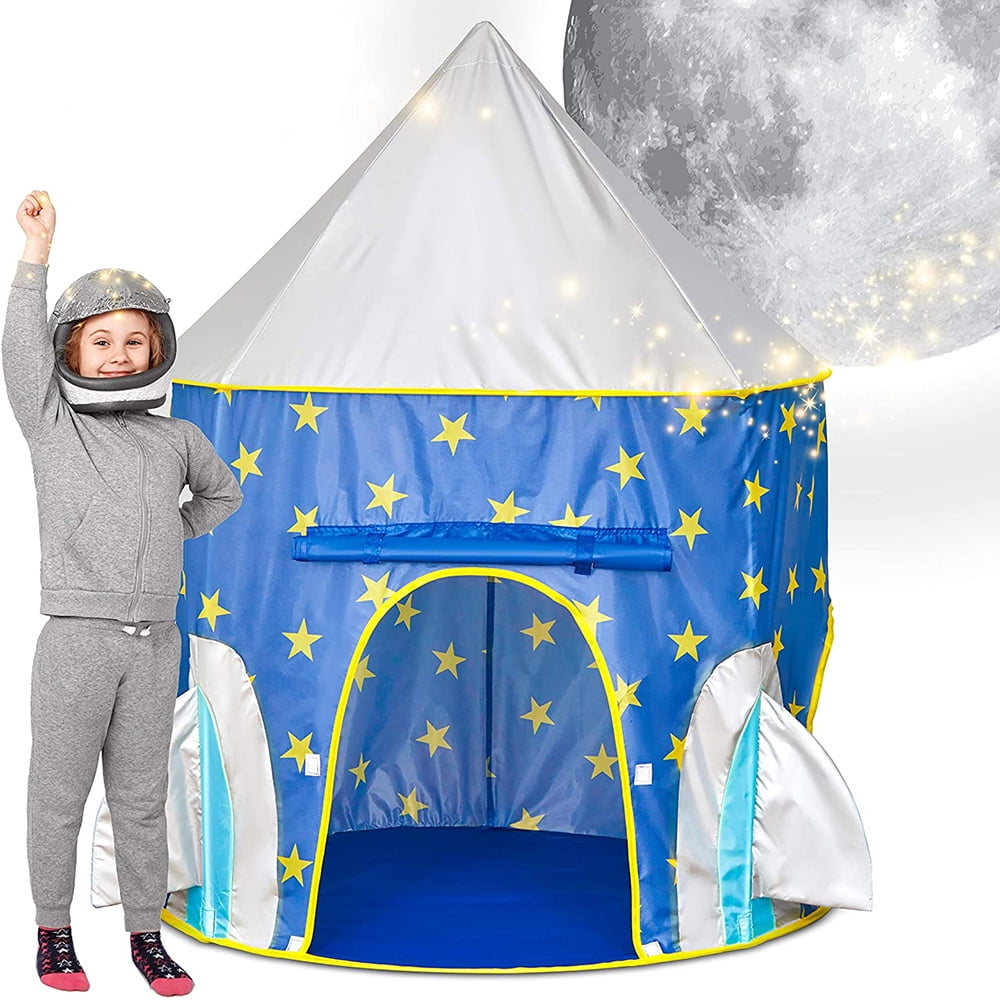 Rocket Ship Play Tent for Kids - Indoor Playhouse Pop Up Tent for Boys ...