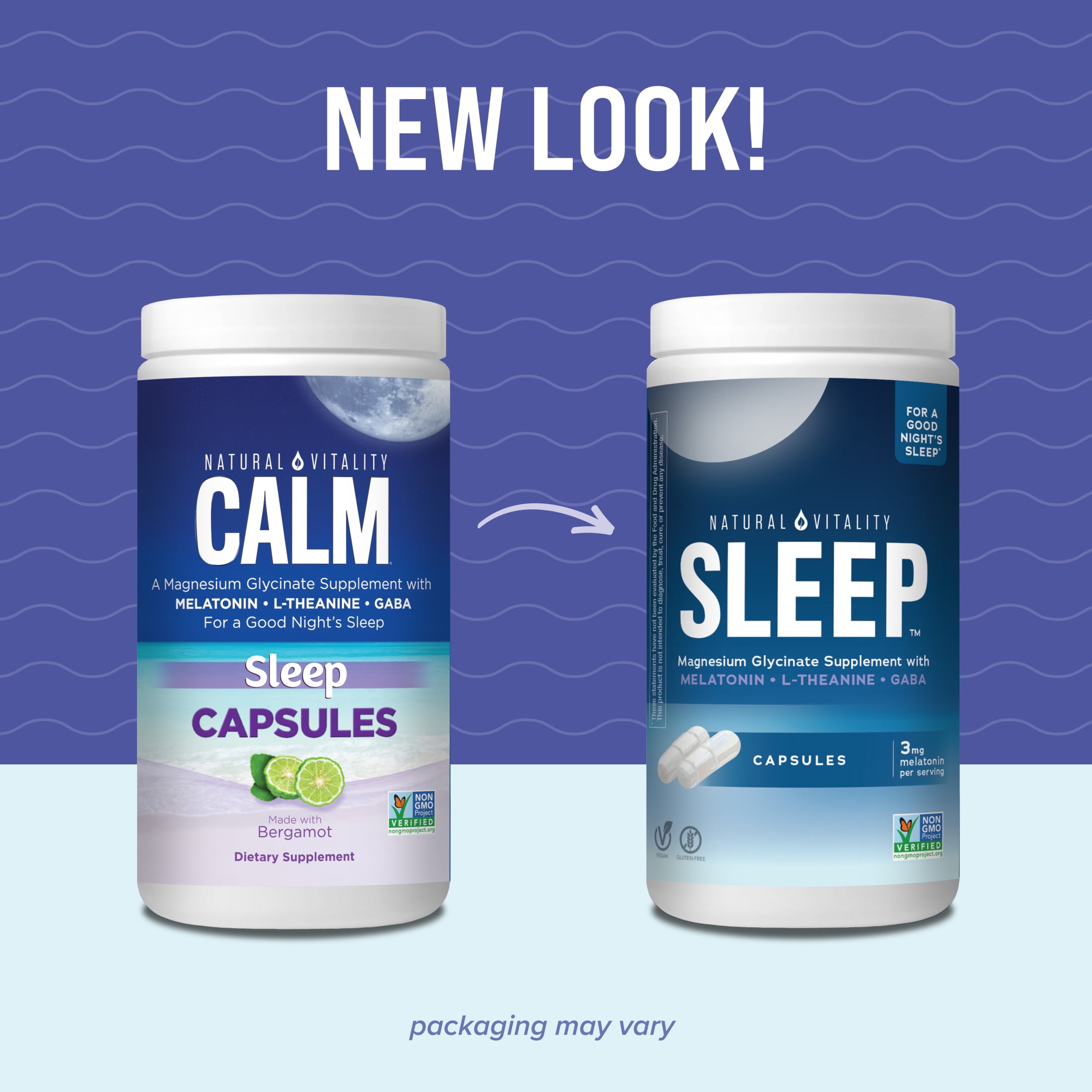 Natural Vitality CALM Sleep Capsules - Magnesium, Melatonin, L-Theanine ...