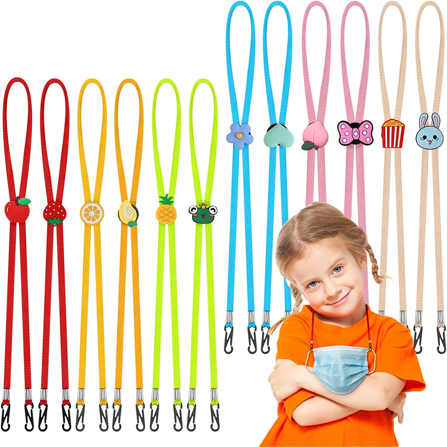 6-12PCS Face Mask Lanyards with Clips Mask chanis Rest Ear Saver,Kids ...
