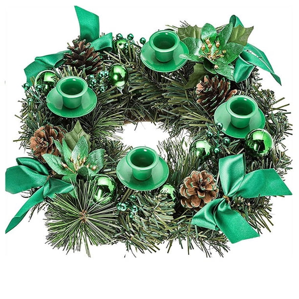 Candelabro Adviento Navidad en forma de corona artificial 12 Sin velas ...