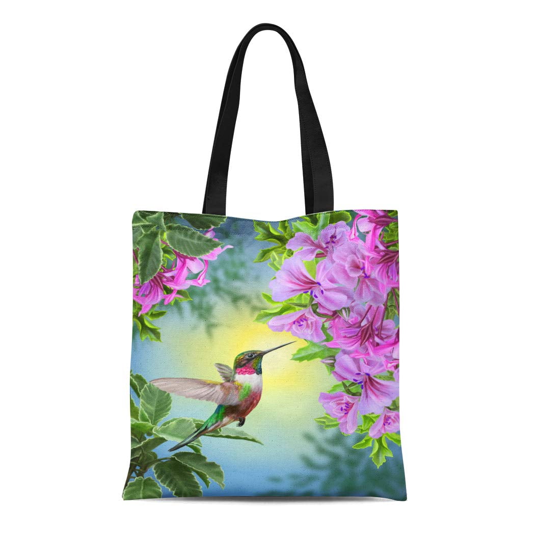 KDAGR Canvas Bag Resuable Tote Grocery Shopping Bags Blue Small Bird ...