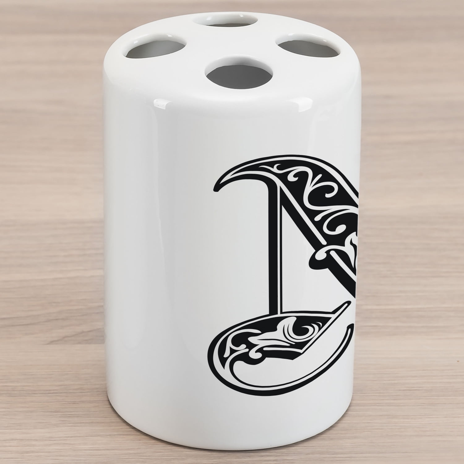 Letter N Ceramic Toothbrush Holder, Gothic Victorian Style Typography ...