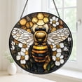 Bee Stained Glass Suncatcher with Honeycomb and Floral Design, Cottage ...