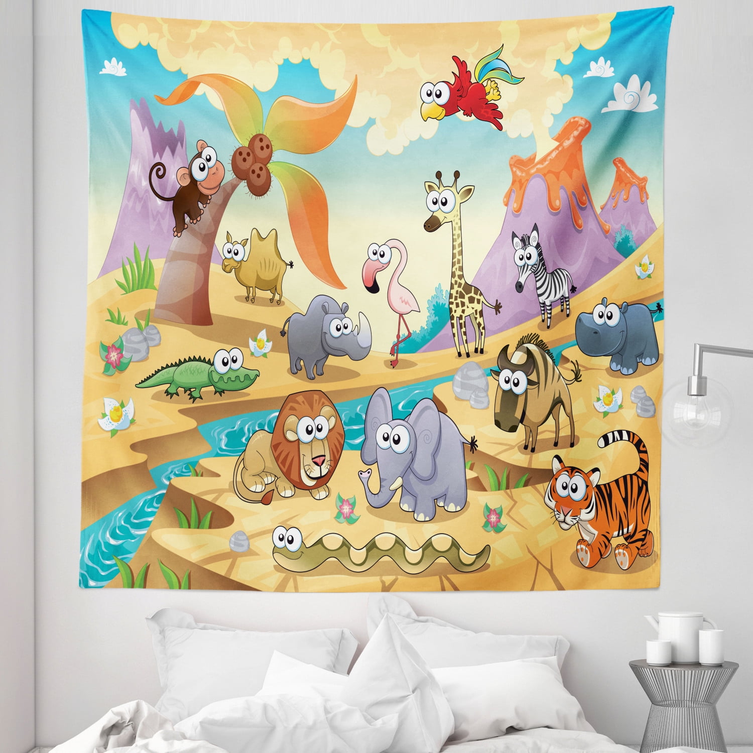 Colorful Tapestry, Savannah Animal Family Volcanos Mammals Nature ...