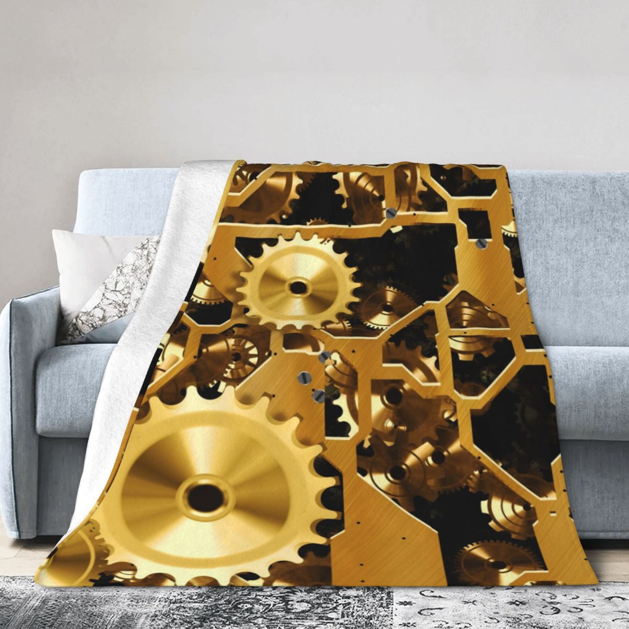 DouZhe Ultra-Soft Micro Fleece Lightweight Flannel Bed Blanket, Gears ...