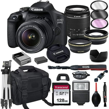 Canon EOS 2000D Rebel T7 DSLR Camera Body with 18-55mm Zoom Lens, 128GB ...