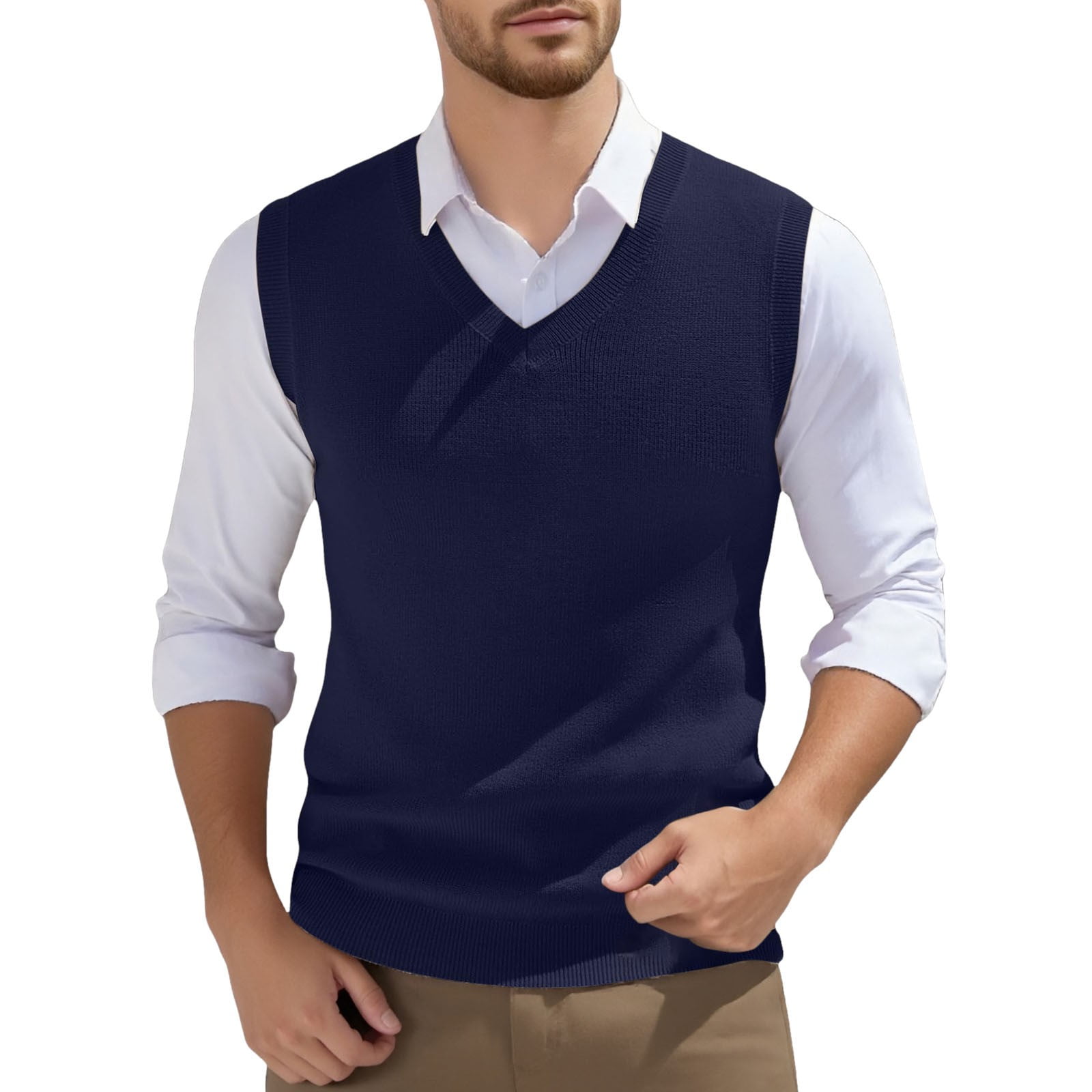 Click here for Xiaowwww Sweater Vest Mens Sleeveless Knitted Vest... prices