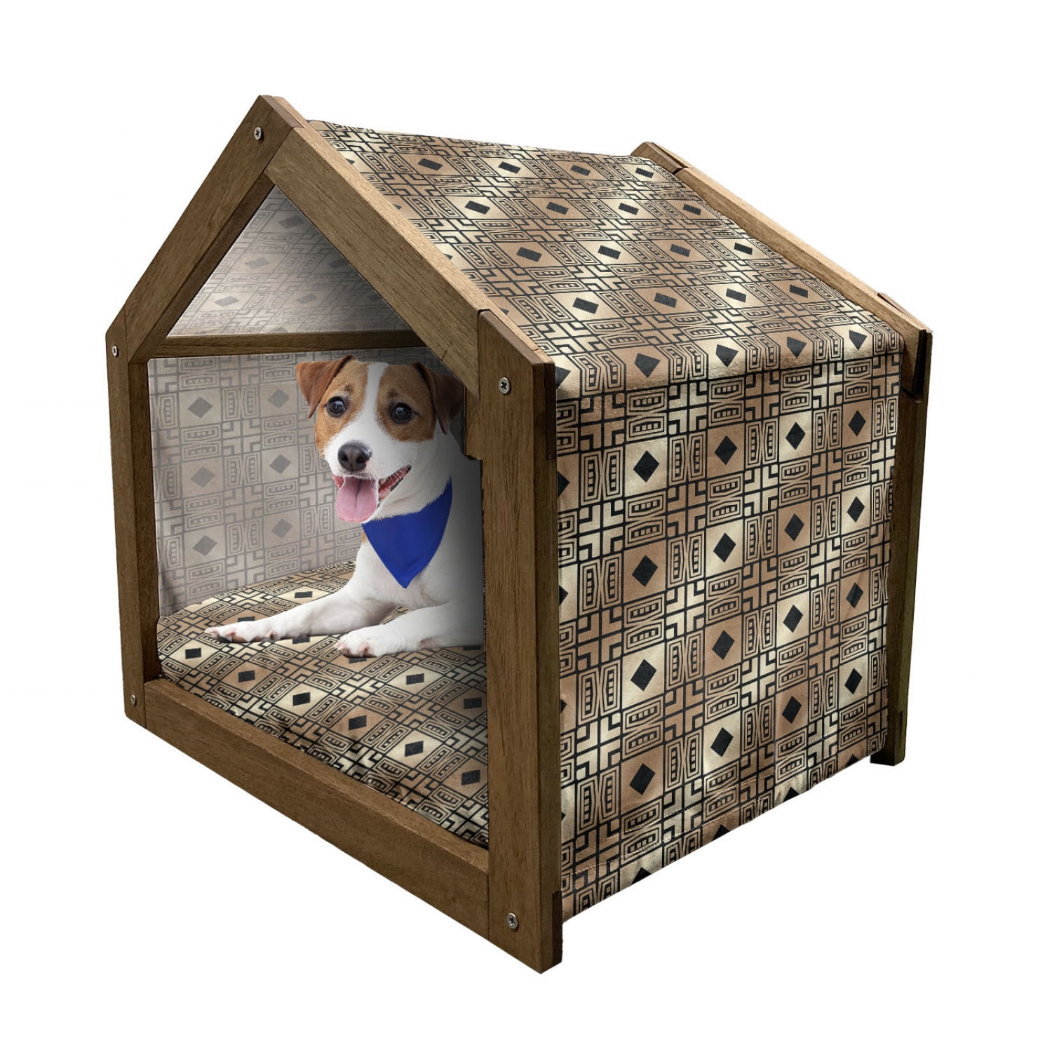 Art Deco Pet House, Transitioned Muted Colors in Coffee Tones Geometric ...