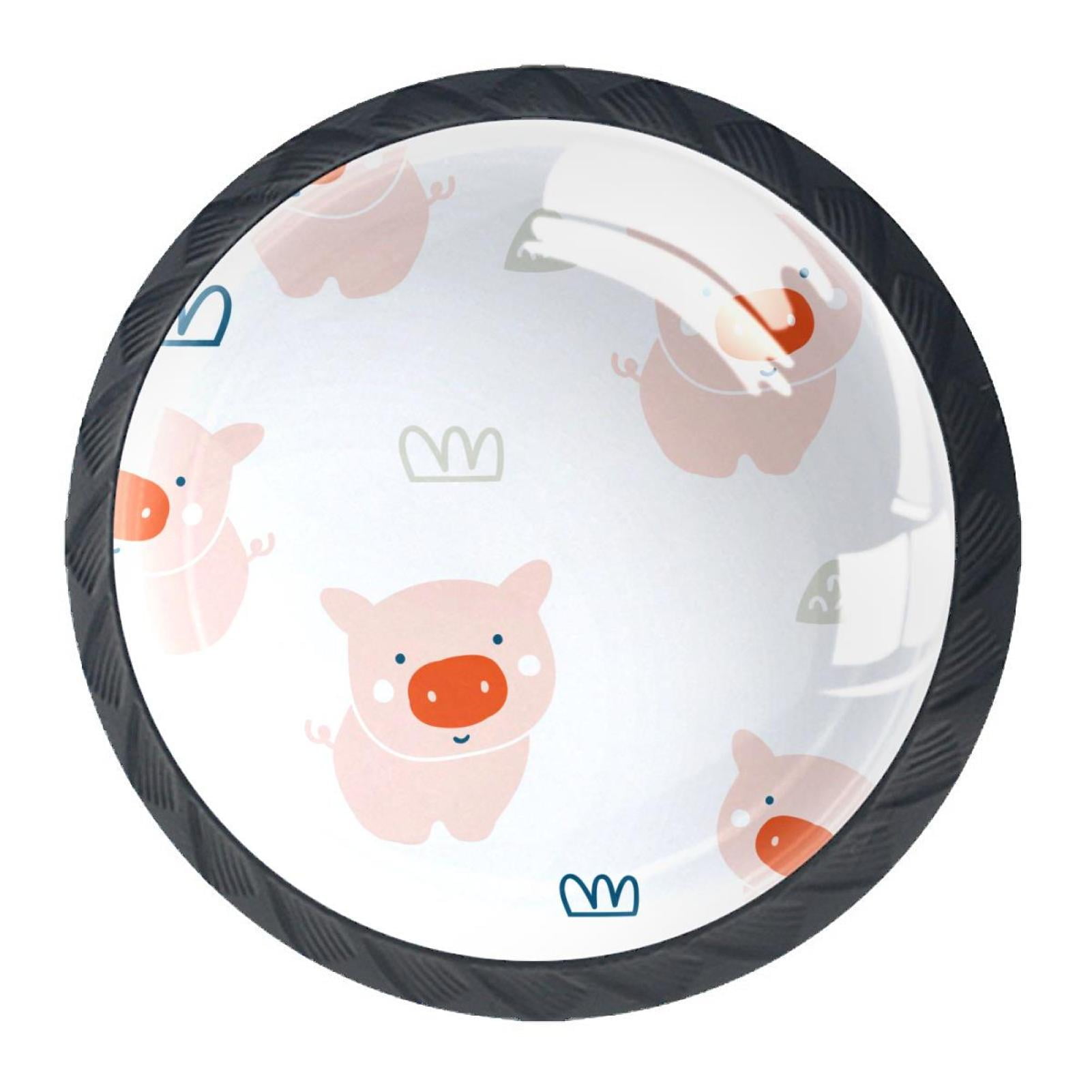 4 Pcs Pink Pigs and Crown Knobs for Kitchen Cabinet Cupboard Dresser ...