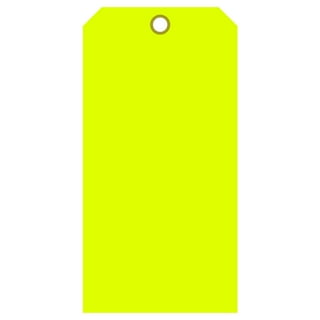 2 x 4 Fluorescent Green Waterproof 15mil Plastic Tags (Wired) (50 per ...