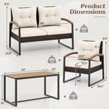 Costway 4 PCS Patio Conversation Set with Coffee Table Solid Acacia ...