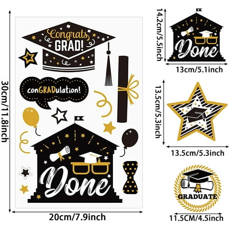 200 Pieces Graduation Window Clings 20 Sheets 2021 Graduation ...