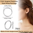 1set 10Pcs 316L Stainless Steel Sleeper Earrings Hoop Earrings ...