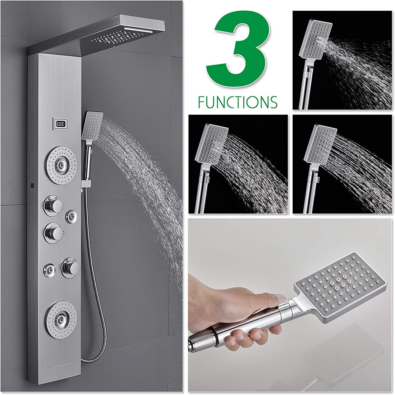 LED Shower Panel Tower System, Rainfall Waterfall Shower Column ...