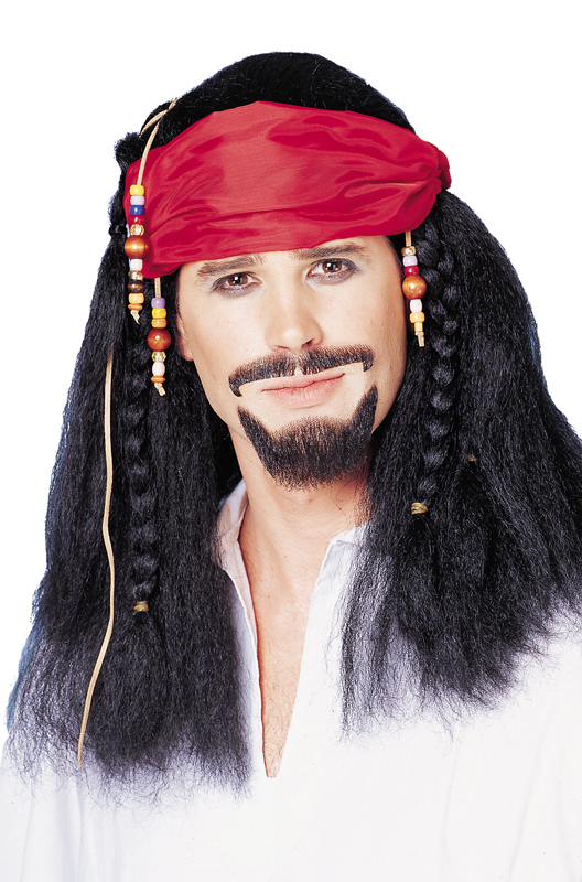 Buccaneer Wig with Bandana (Black) - Walmart.com