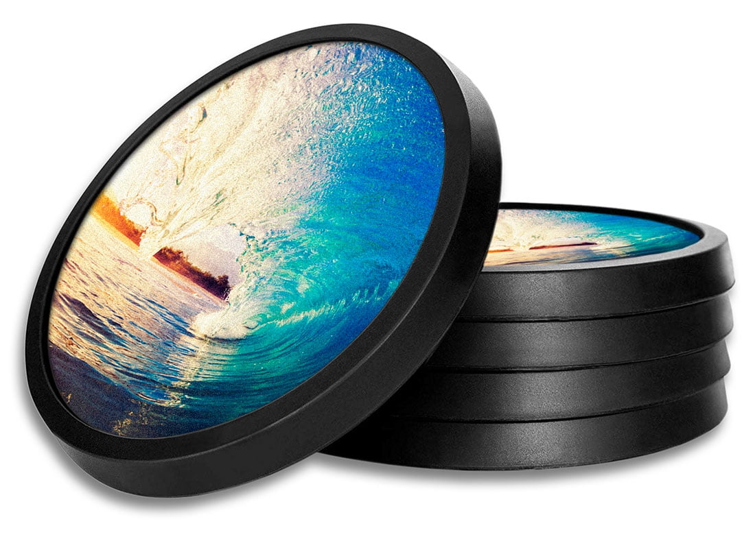 Silicone Non-Slip Drink Coasters with Removable Printed Absorbent Felt ...